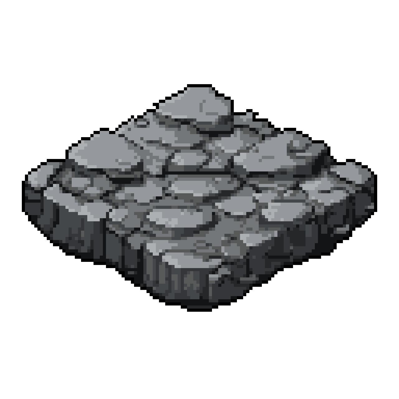 Isometric Rocky Terrain: Monochromatic Stone Formation