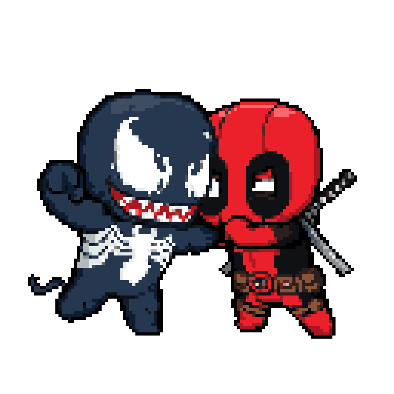 Venom & Deadpool: Chibi Marvel Duo's Playful Pose