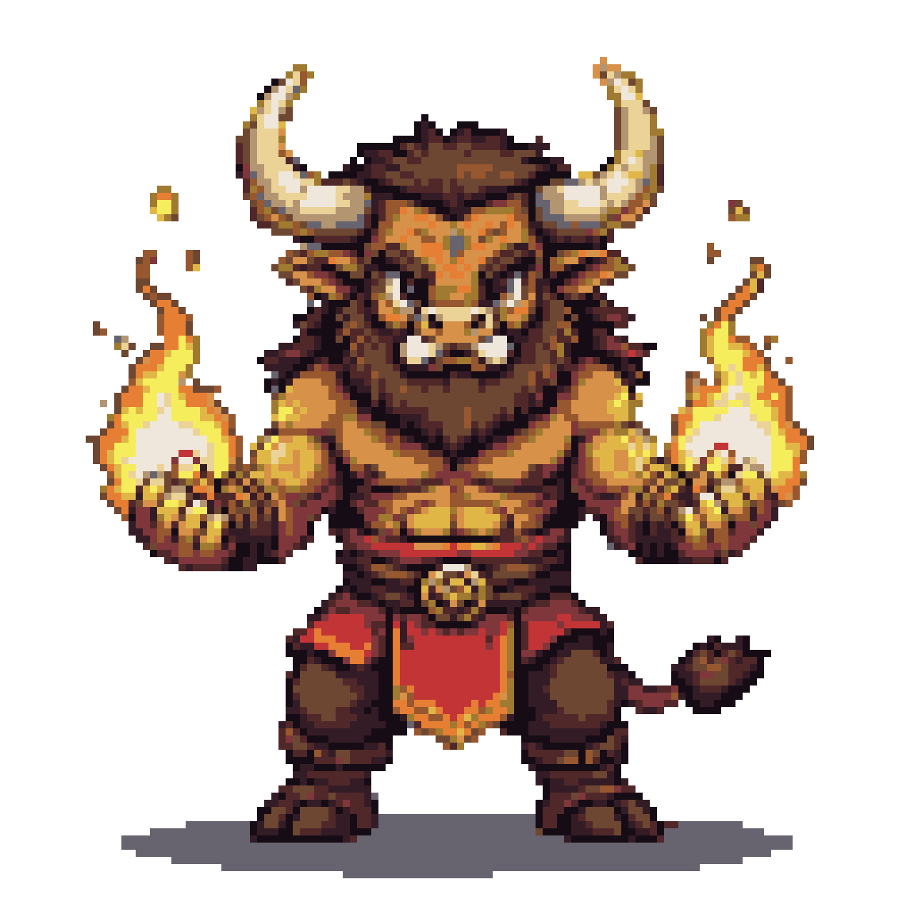 Minotaur Monk Wields Fiery Power