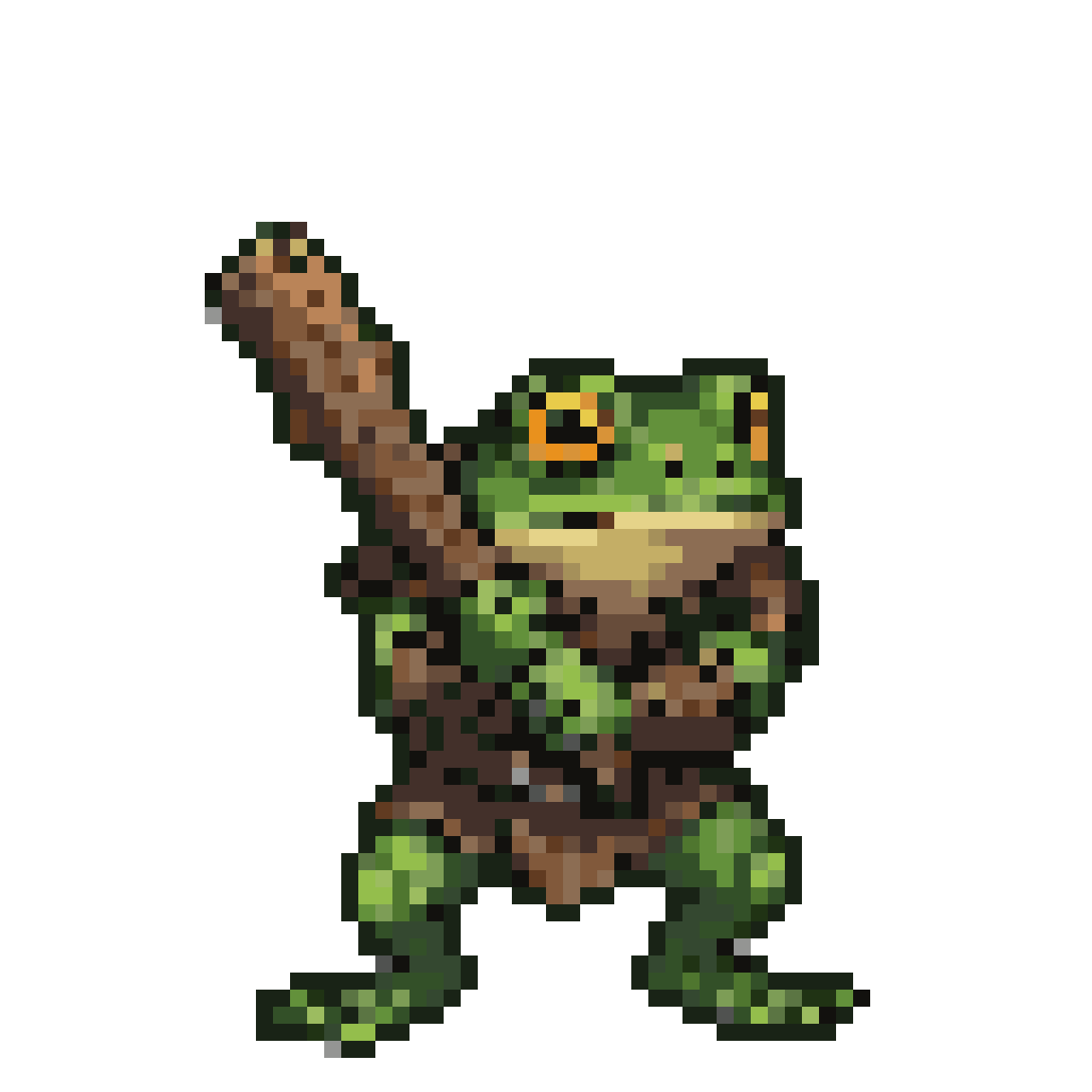 AI Sprite: Frog Warrior Readies Fierce Club Strike