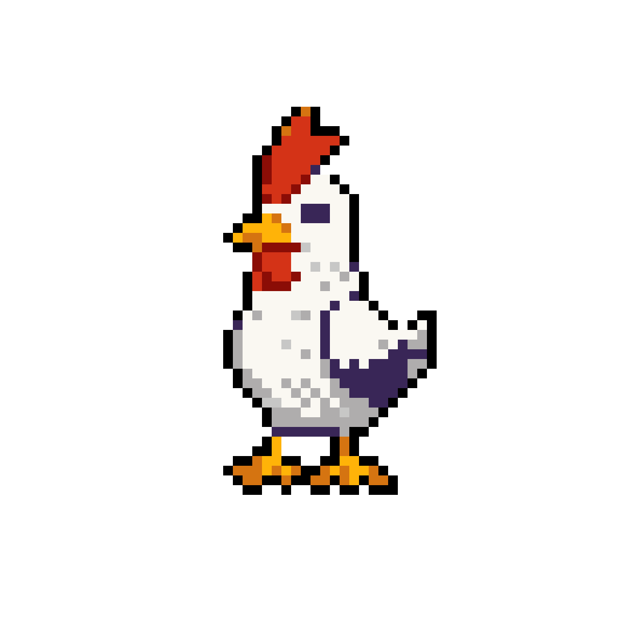 Proud Rooster: White & Red Geometric Bird Portrait