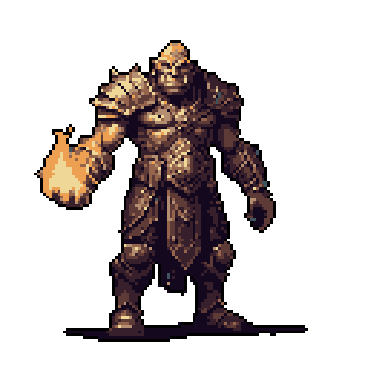 Armored Orc's Fiery Hand: Powerful Fantasy Warrior