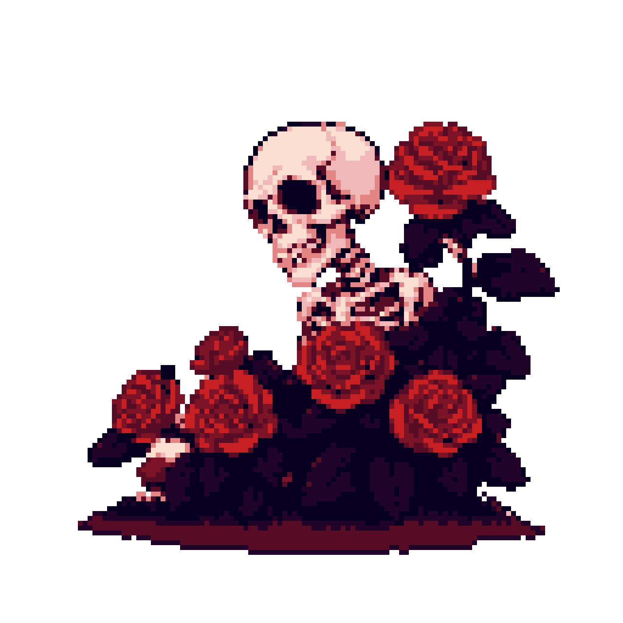 Skeleton in Red Roses: Macabre Beauty