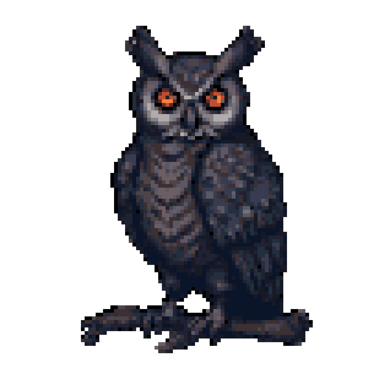 Pixel: Stoic Owl Watches Night: Vigilant Perch