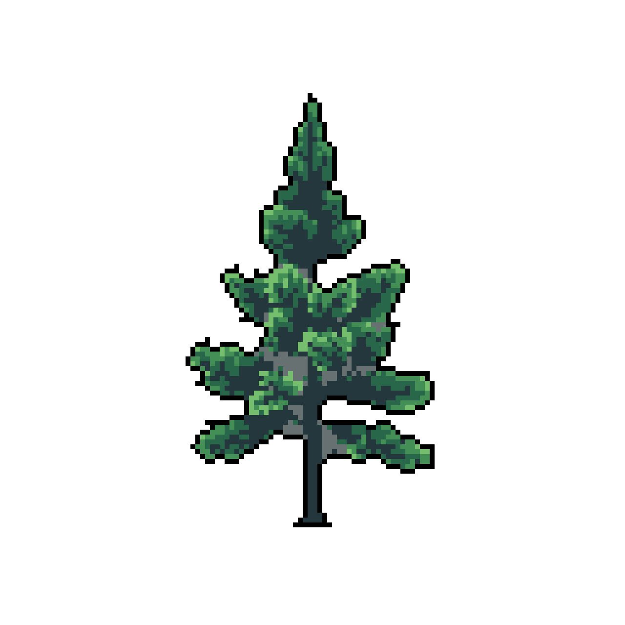 Isolated Evergreen: Stylized Digital Tree Sprite