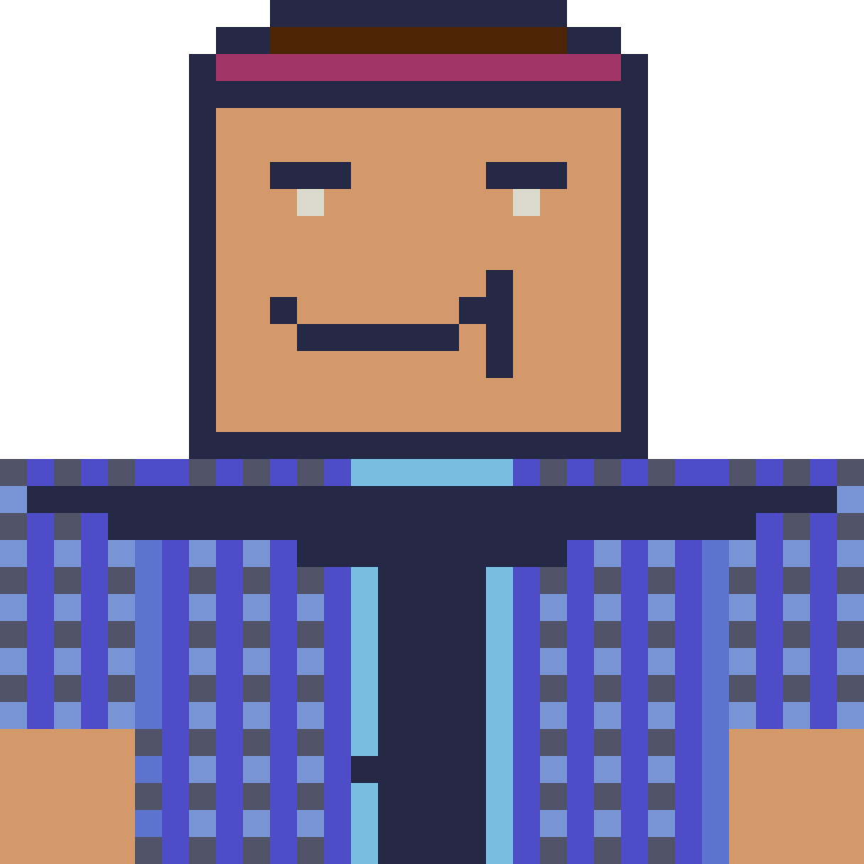 Retro Character Portrait: Smug Smile, Blue Plaid Shirt