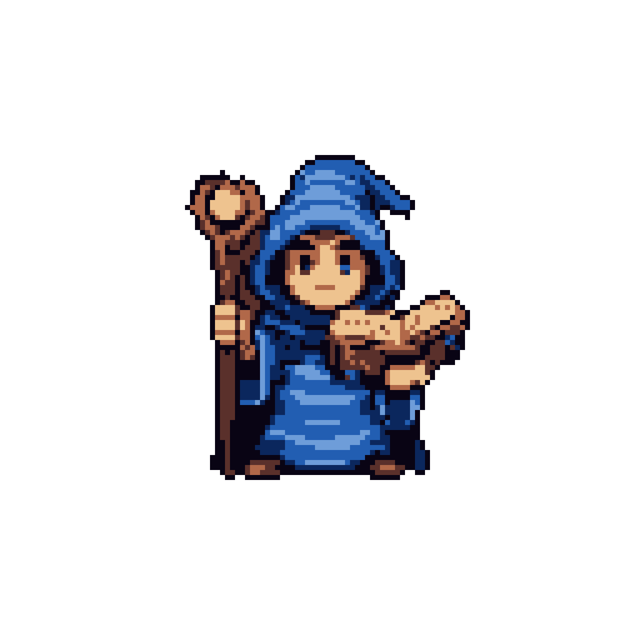 Calm Wizard with Staff & Spellbook Ready