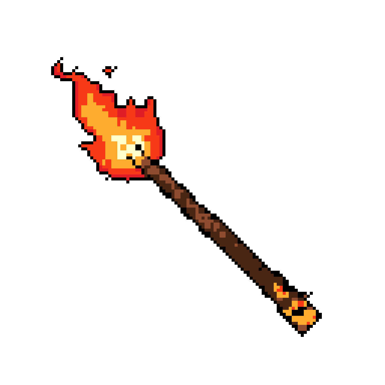 Burning Torch Icon: Flame & Handle