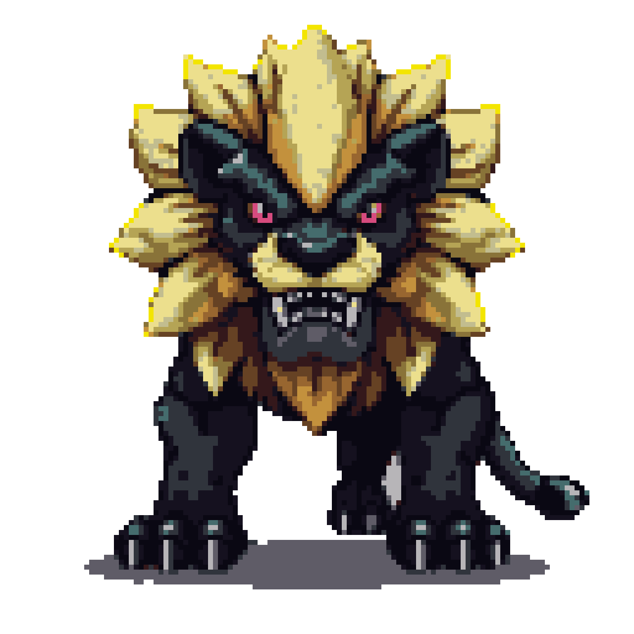 Fearsome Golden Mane Lion Roars: Dark Fantasy Beast