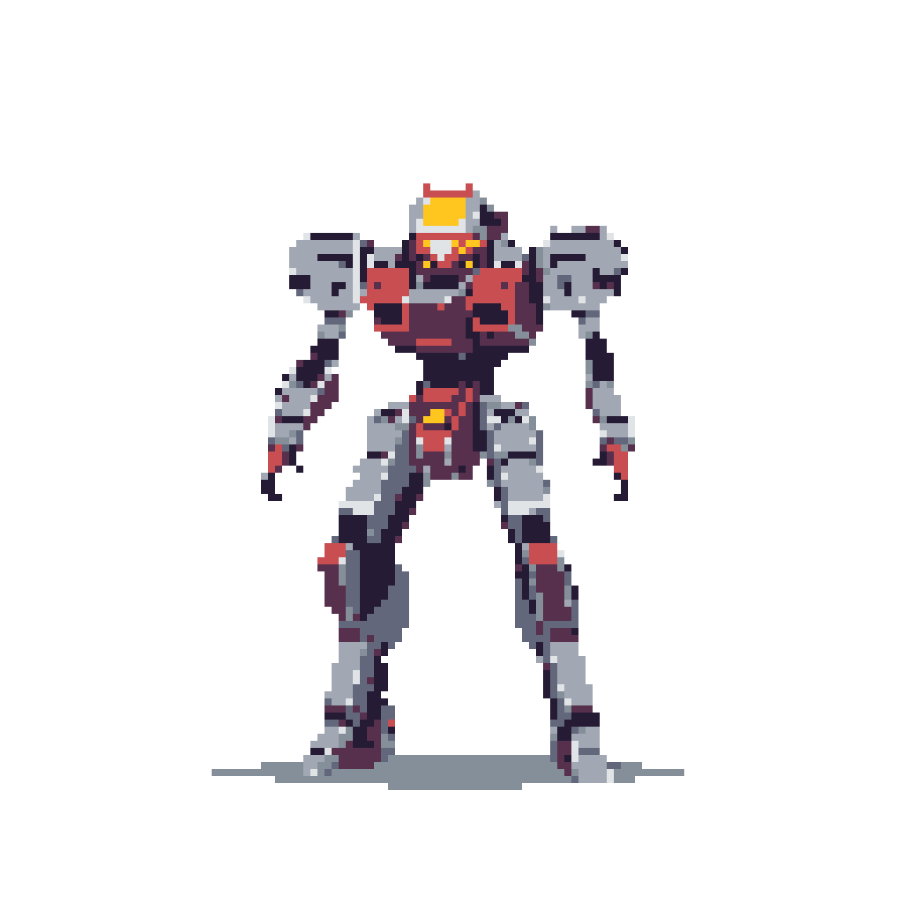 Ominous Mech Stands Ready: Red & Gray Sentinel