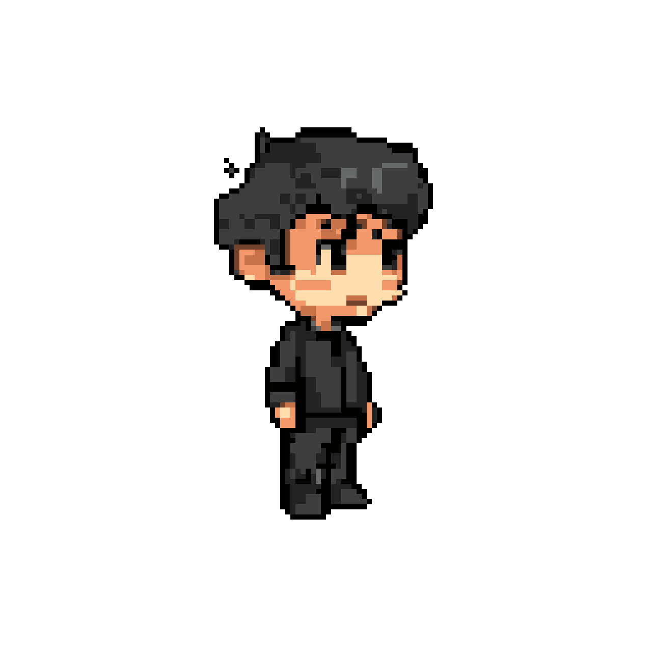Chibi Boy Sprite: Curious Gaze in Retro Style