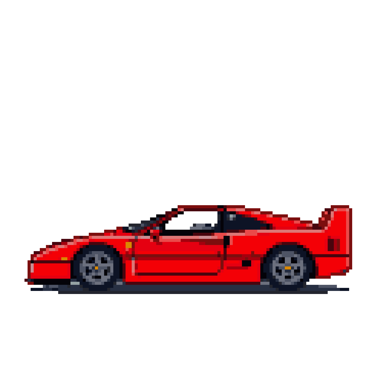 Red Ferrari F40 Silhouette: Bold Blocky Design