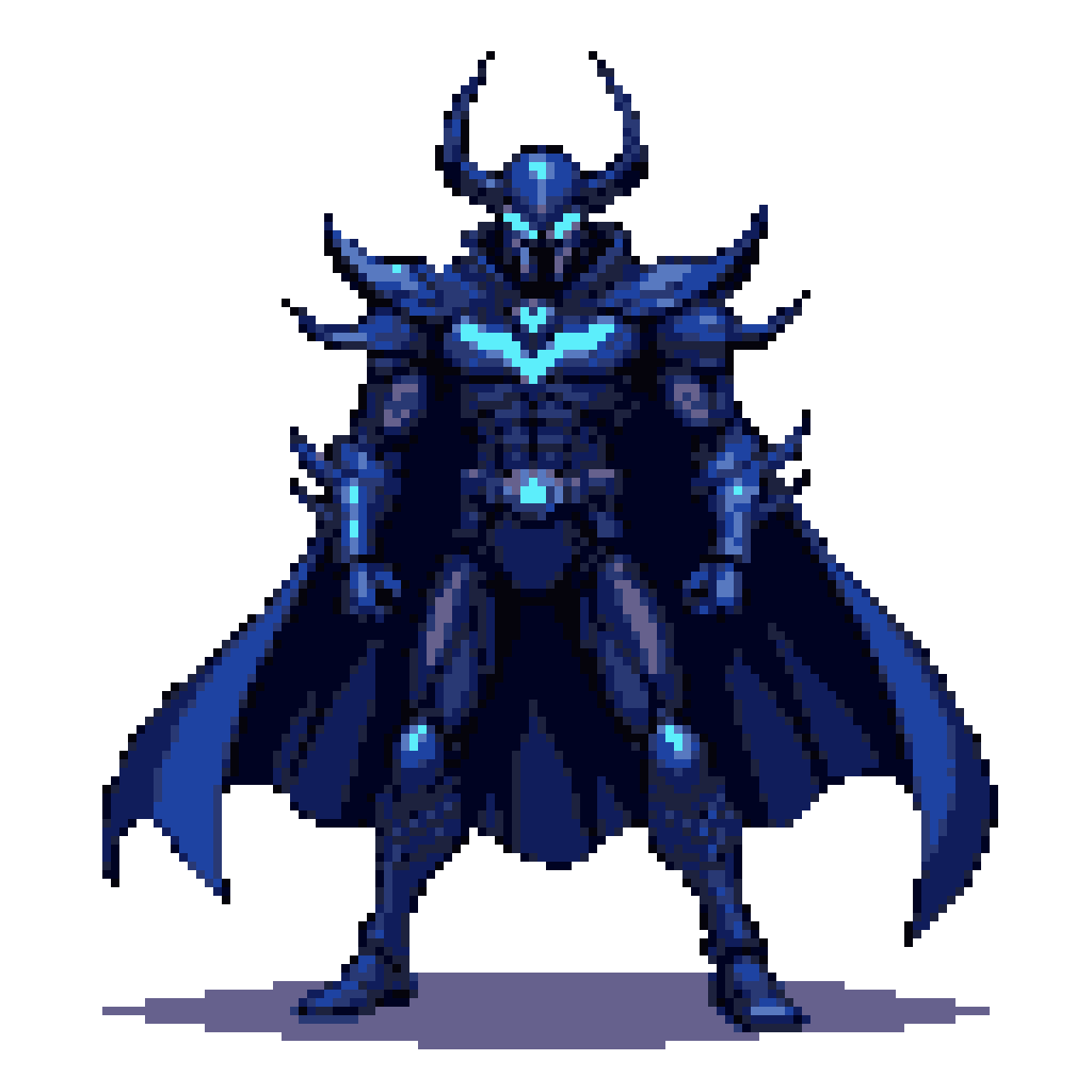 Armored Knight: Blue Glow, Horned Helmet, Dark Power