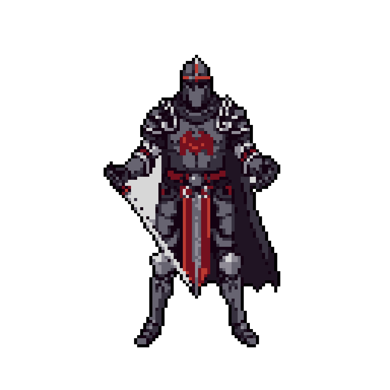 Red-Accented Knight: Dark Fantasy Warrior Ready for Battle
