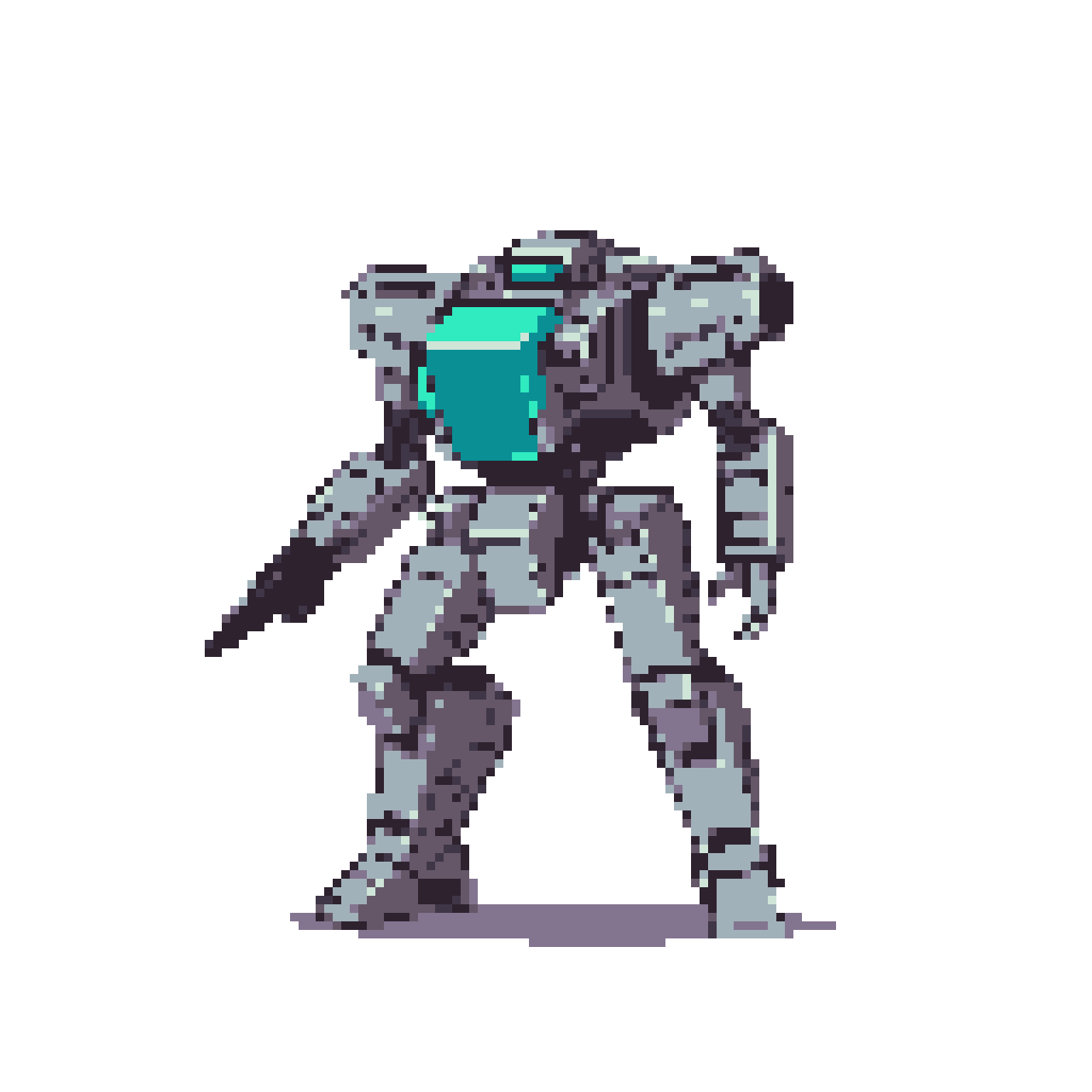 AI Pixel Art: Retro Mech Warrior: Teal Visor Sci-Fi Sentinel