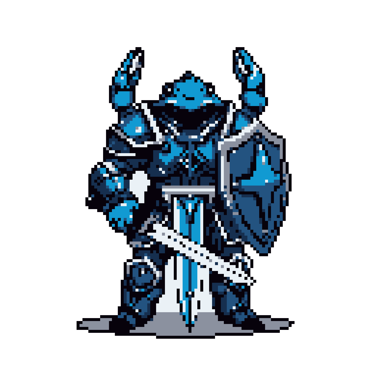 Glowing Knight's Epic Stance: Sword & Shield Ready
