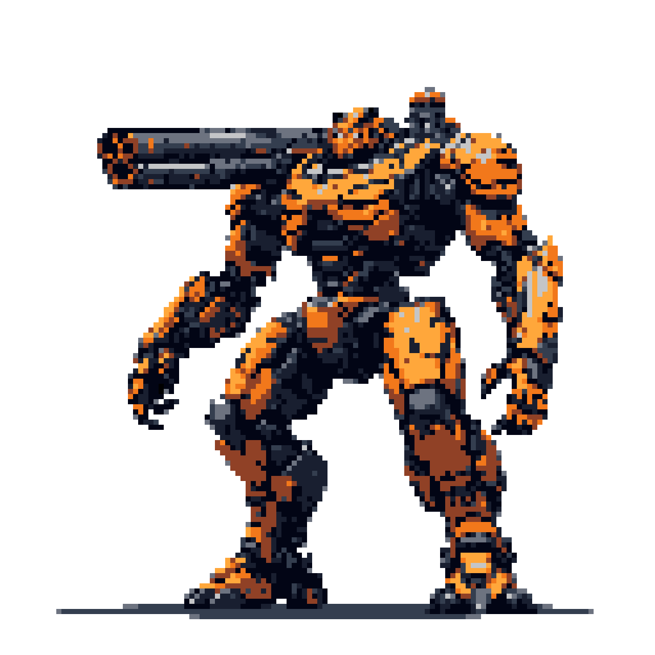 Orange Mech: Powerful Combat Robot Ready for Battle