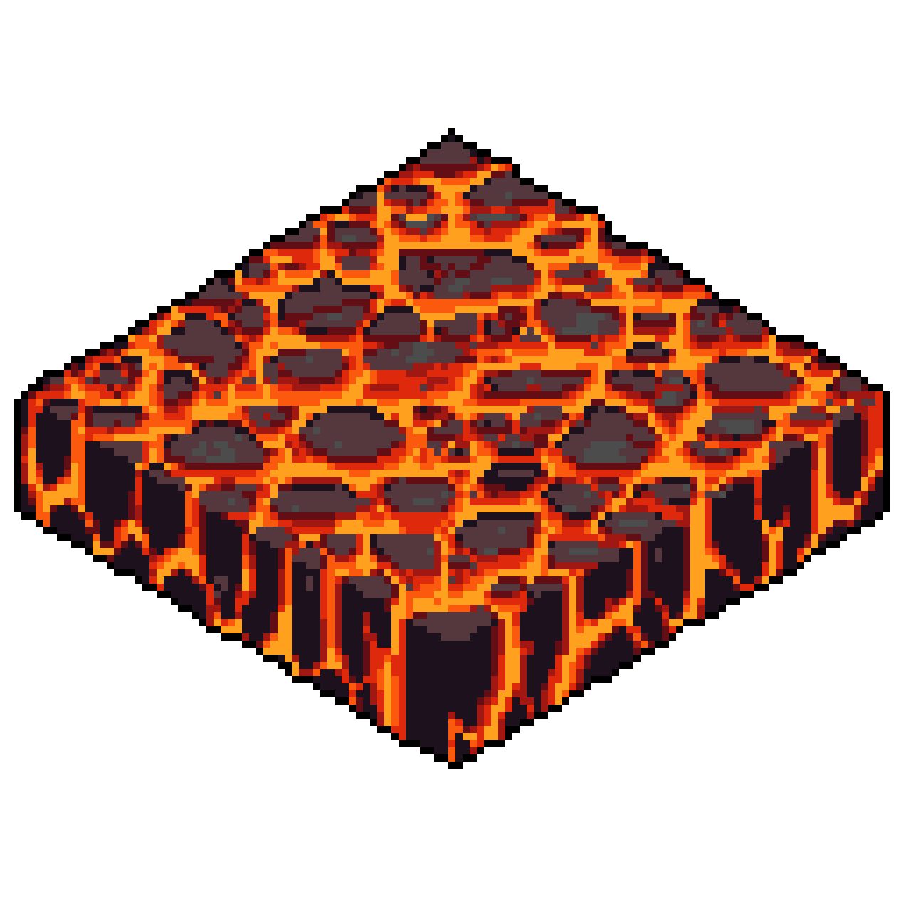 AI Sprite: Molten Lava Terrain Tile: Fiery Depths