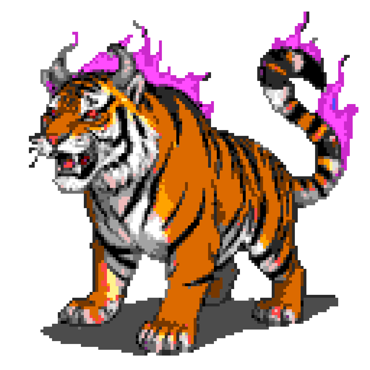 Fierce Horned Tiger Beast: Mystical Purple Energy