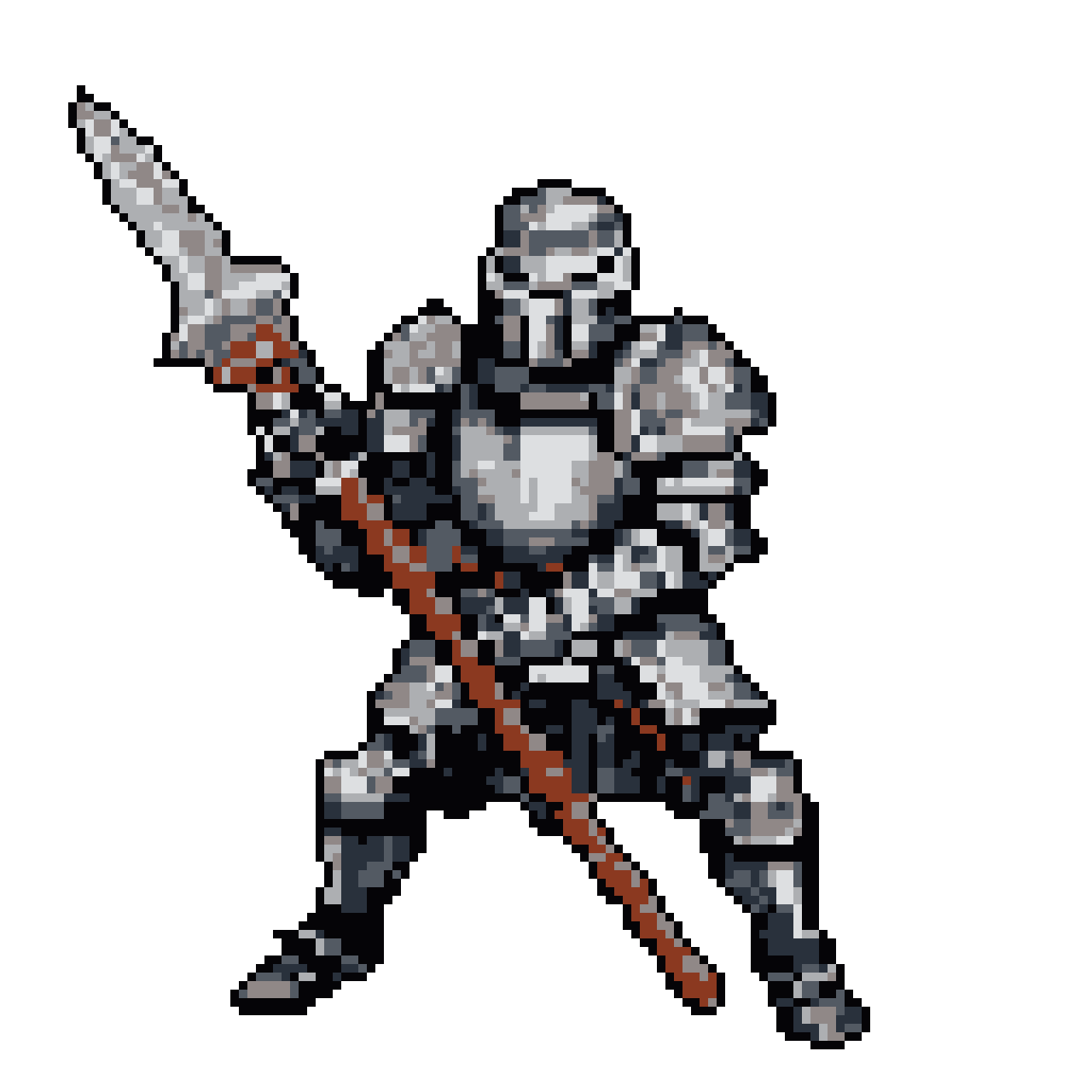 Armored Knight Ready for Battle: Monochromatic Strength