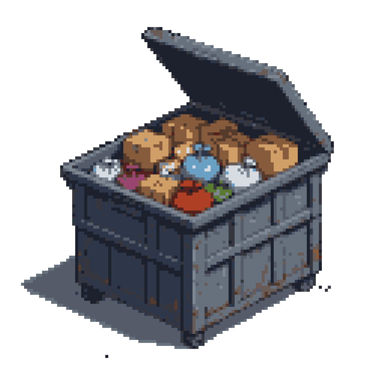 Overflowing Dumpster: Urban Decay Scene