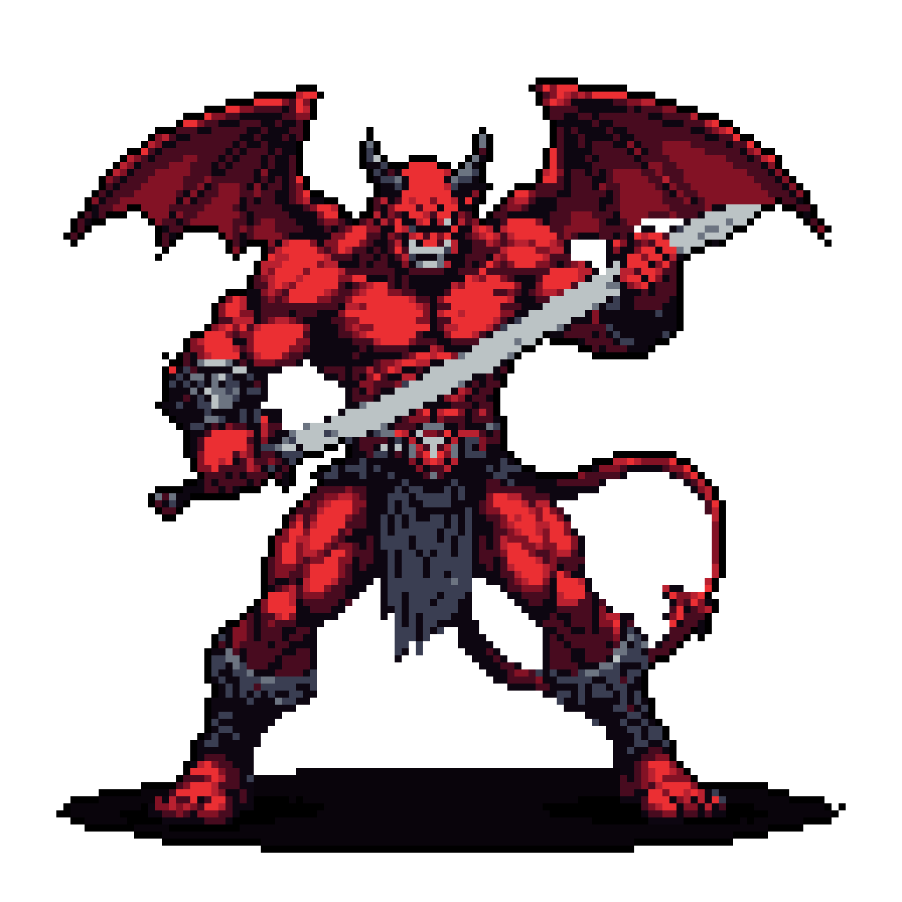 Fierce Red Demon Warrior with Sword | Menacing Power