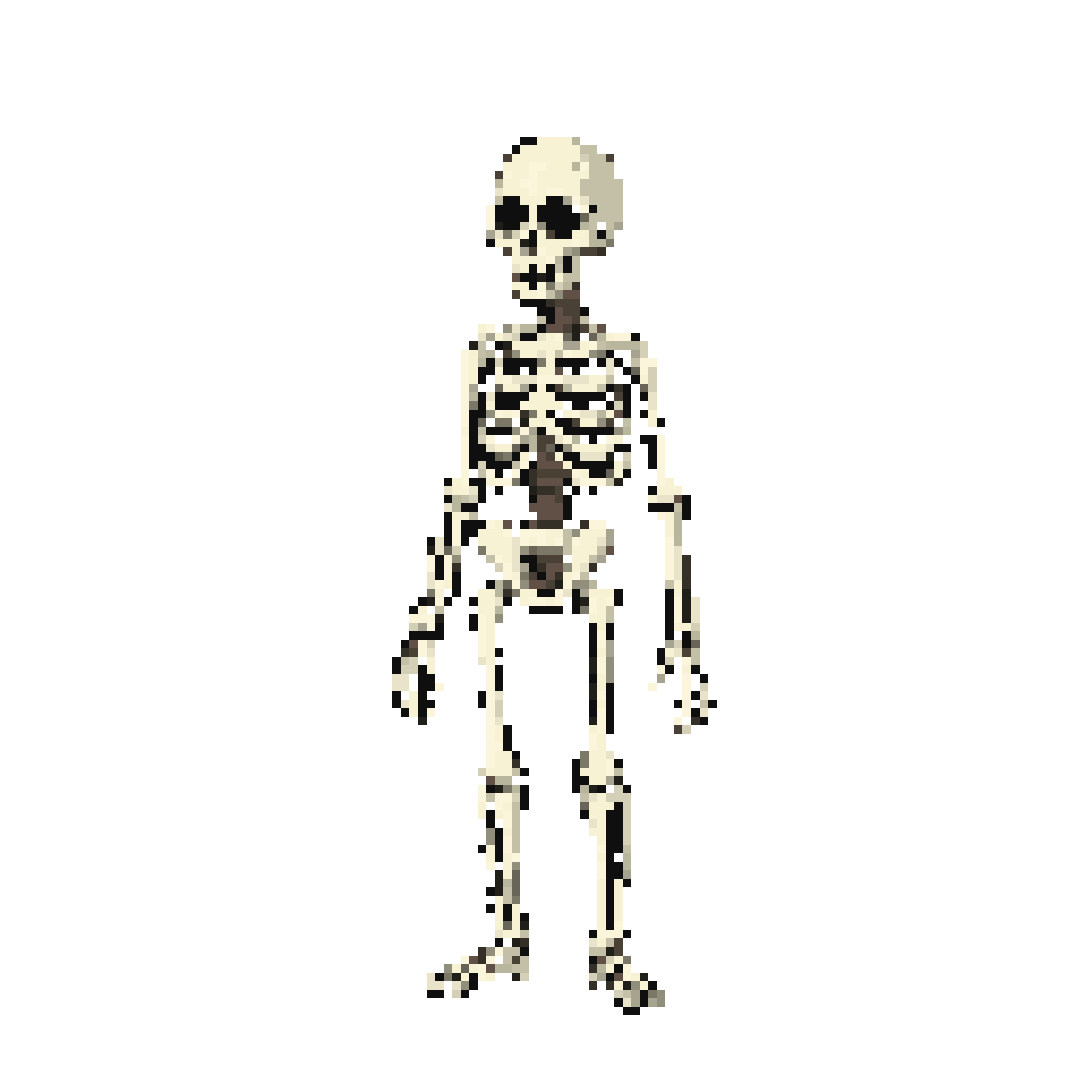 AI Pixel Art: Spooky & Cute Skeleton, Standing Tall