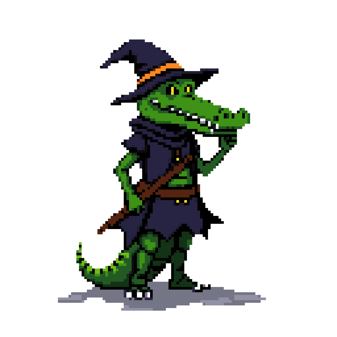 Mischievous Alligator Wizard Contemplates Magic