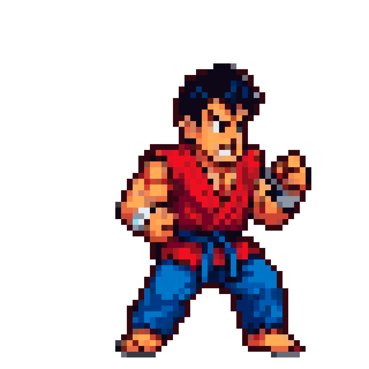 Red Gi Fighter: Dynamic Retro Combat Stance