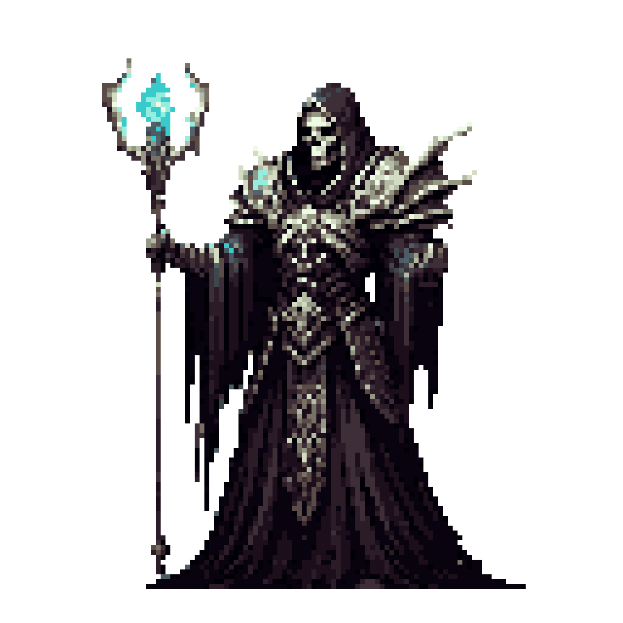 Undead Sorcerer: Blue Staff, Dark Magic, Ominous Power