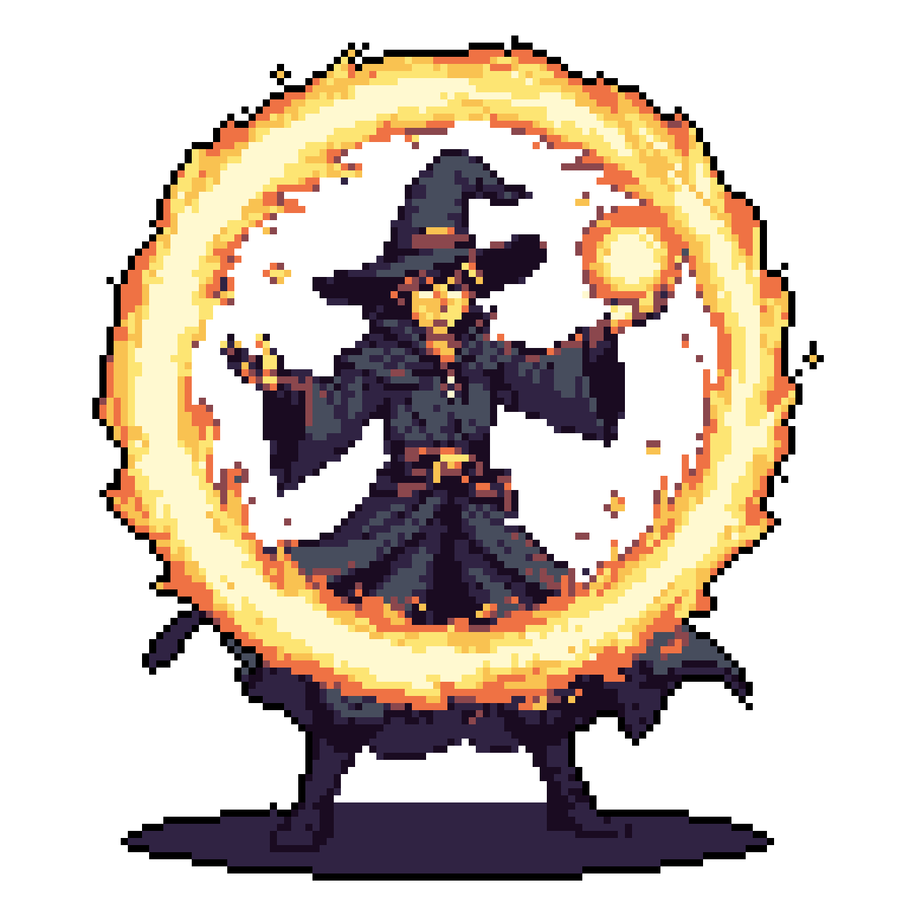 Wizard Conjures Fiery Ring of Magic