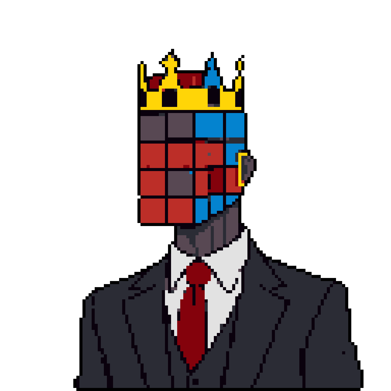 Pixel: Regal Rubik's Cube Head: A King's Puzzle Portrait