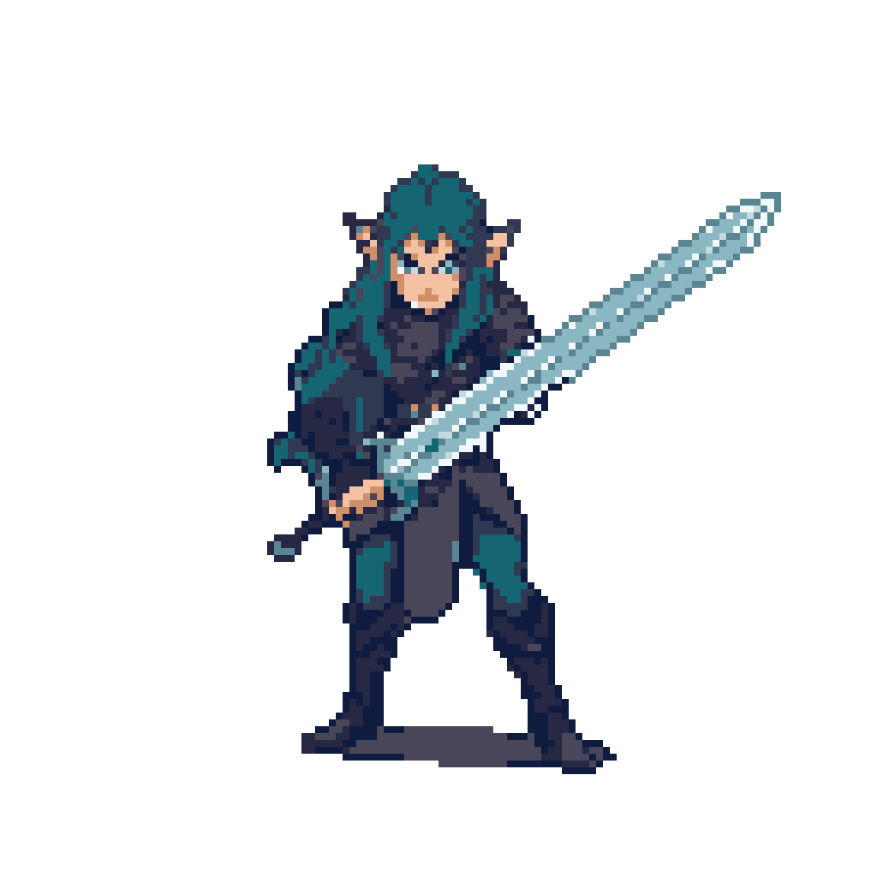 Game Asset: Elf Warrior with Icy Sword: Ready for Battle