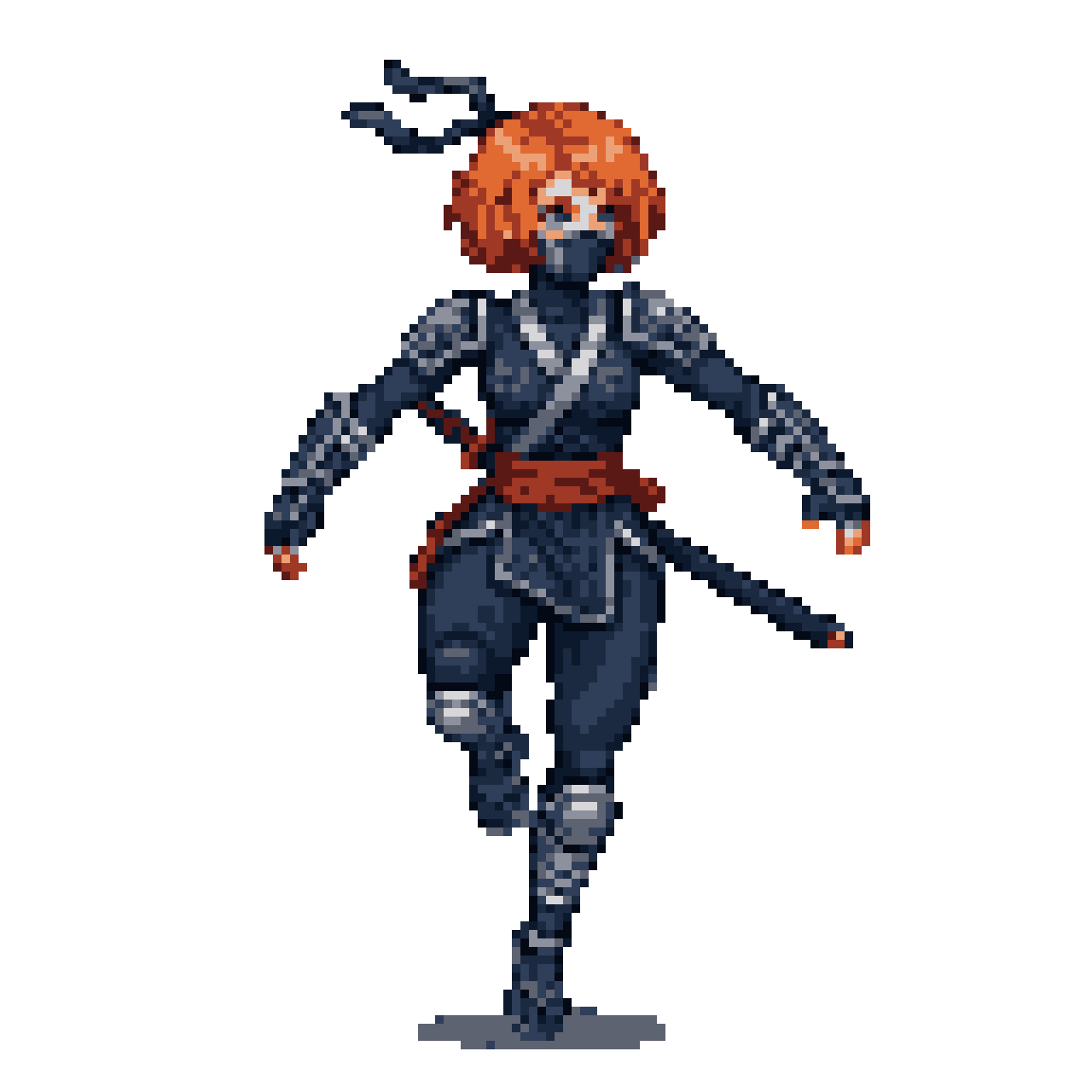 Dynamic Orange-Haired Ninja Warrior in Action