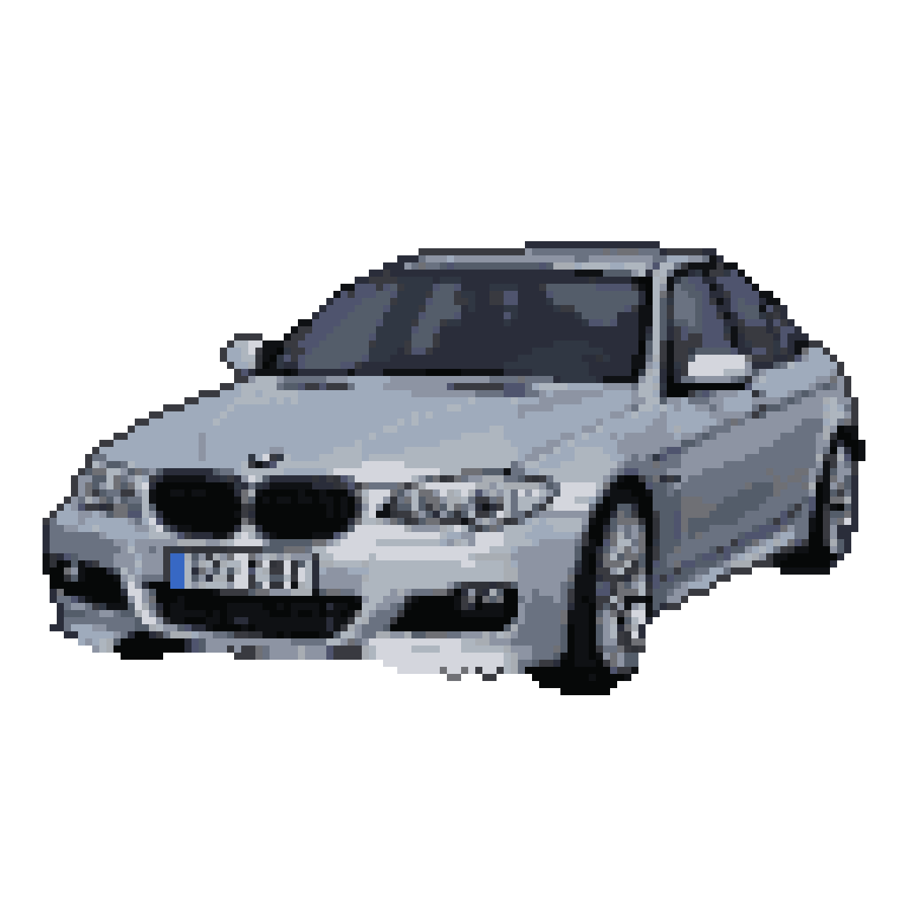 Pixel: Silver BMW M5: Power in Low-Res Detail