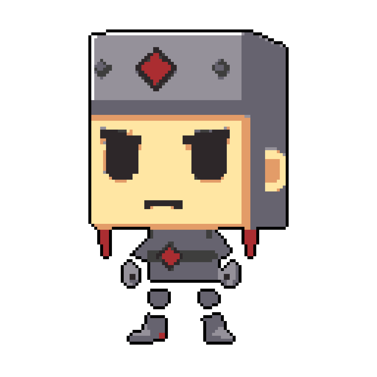 Stoic Warrior Ready: Retro Game Character Pose