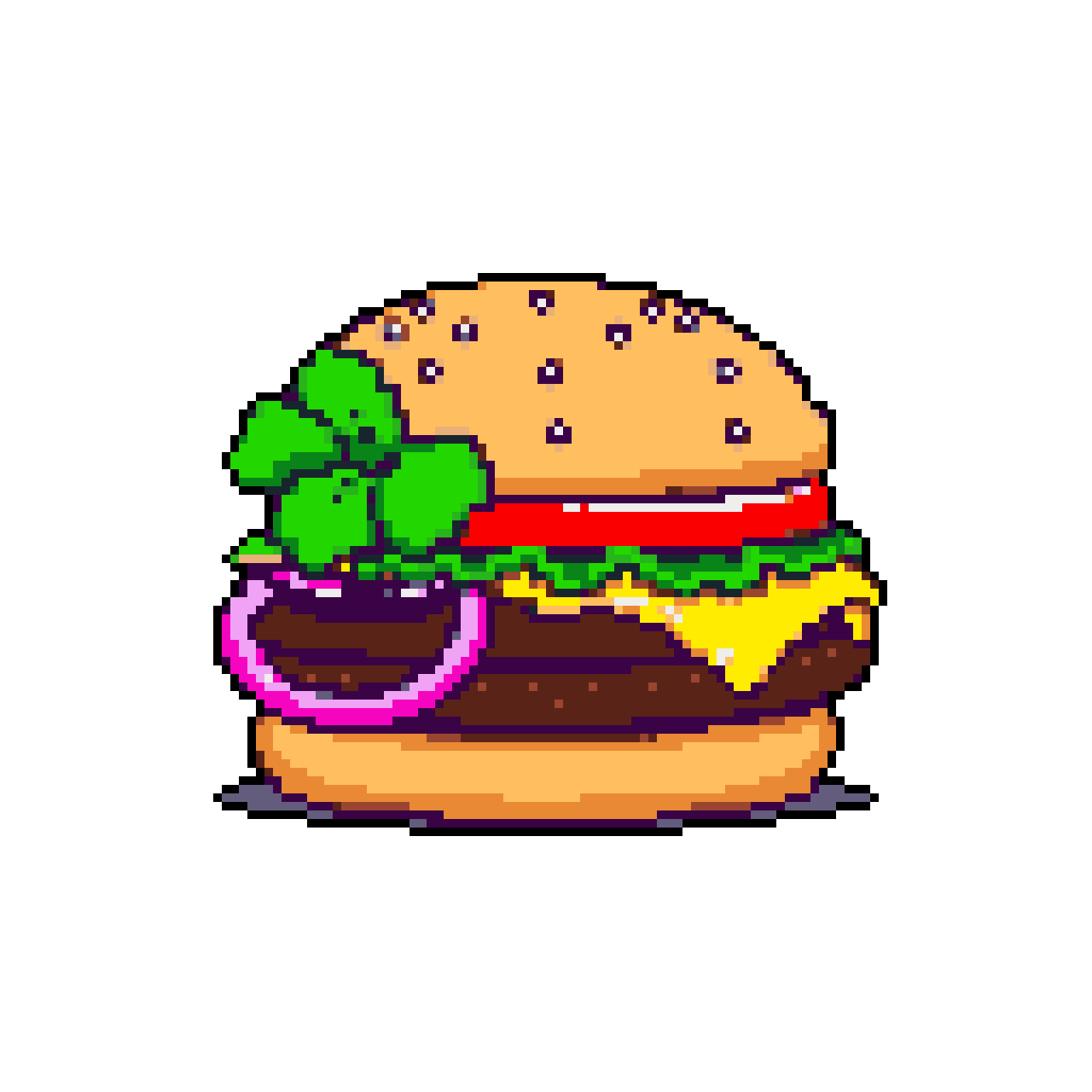 Retro Burger: Delicious Layers on Black Void