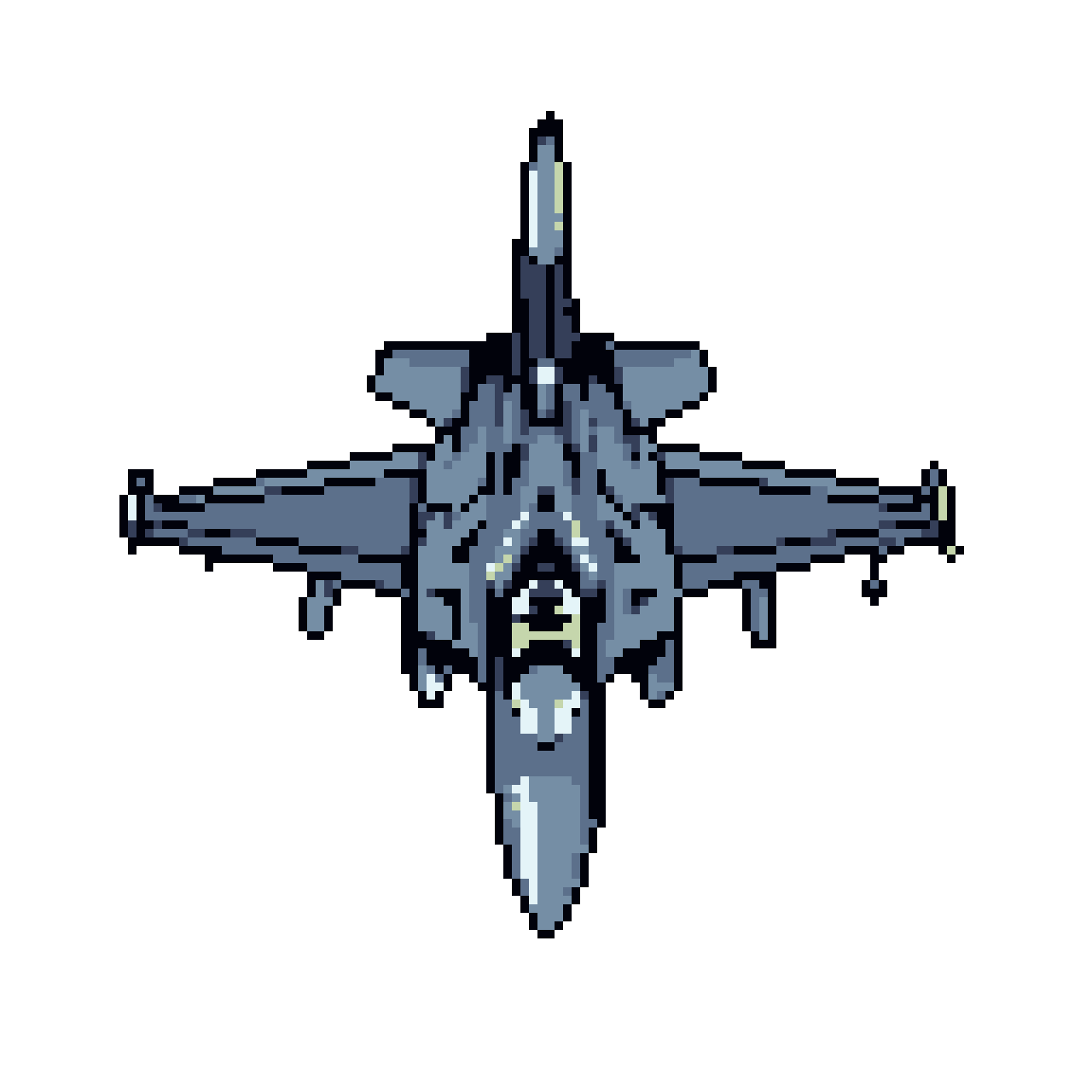 Top-Down Fighter Jet: Sleek Blue Military Aircraft