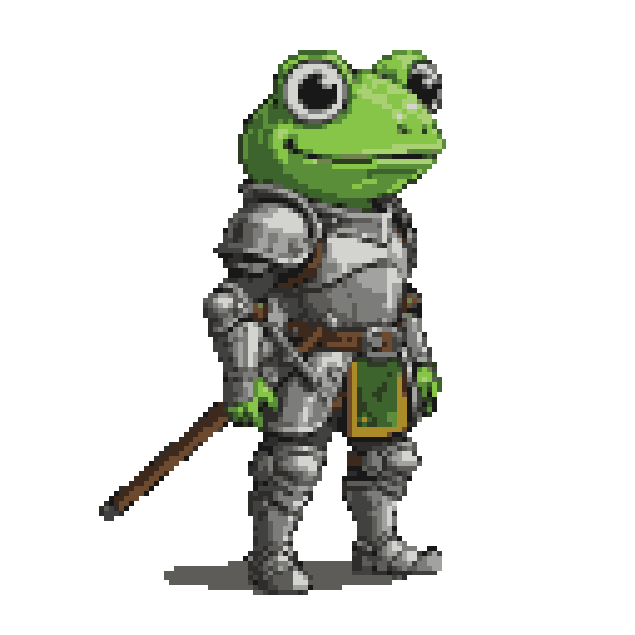 AI Pixel Art: Frog Knight's Vigil: Whimsical Armor, Green Tabard