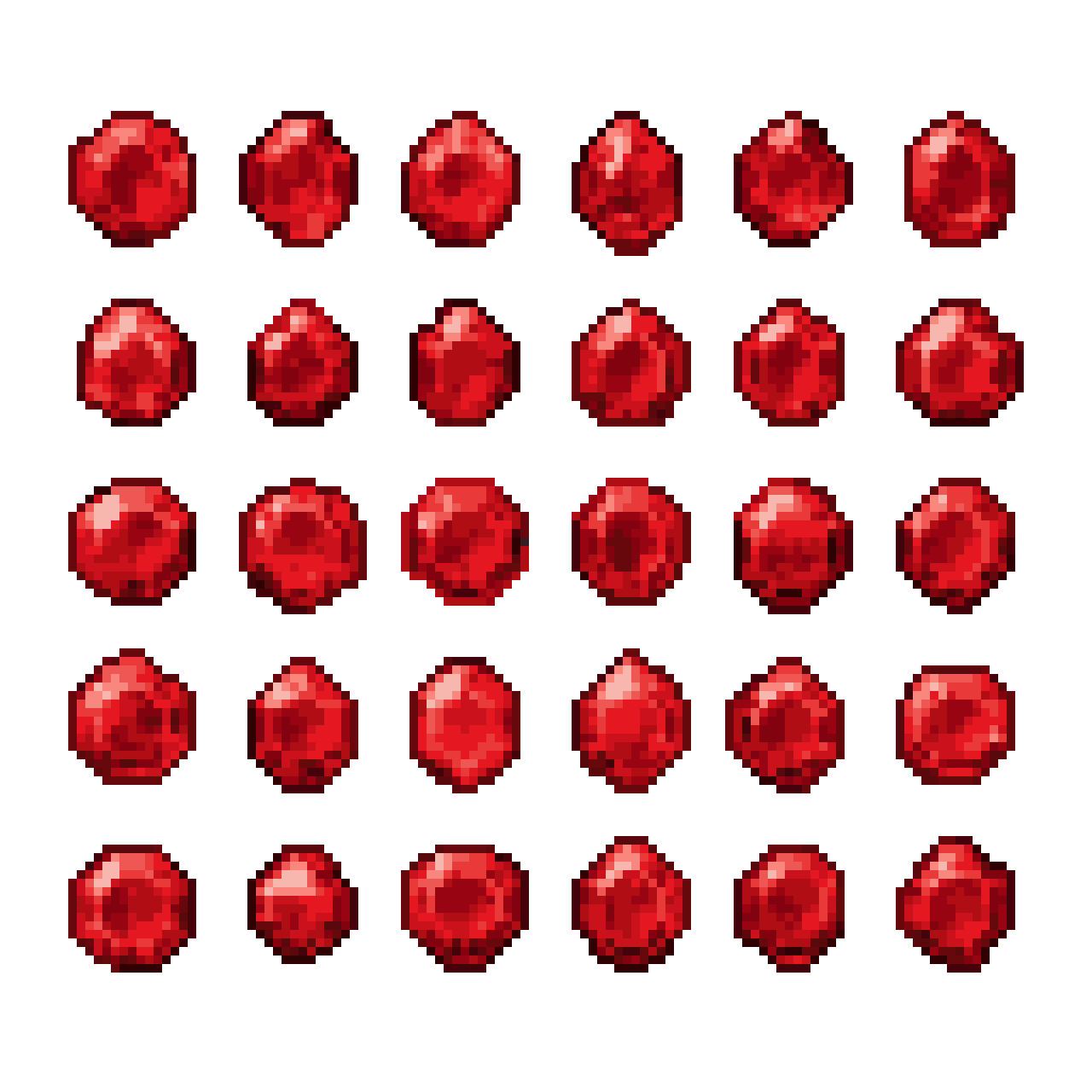 Vibrant Red Gemstone Sprites: Digital Treasure
