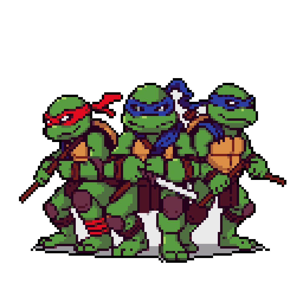 Pixel Art Sprite: TMNT: Retro Heroes Ready for Action