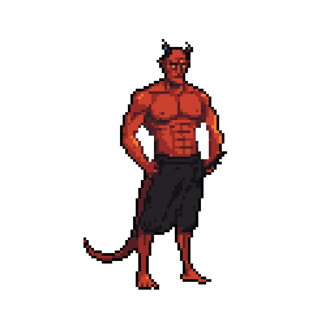 Fiery Demon Lord: Confident Stance, Menacing Gaze
