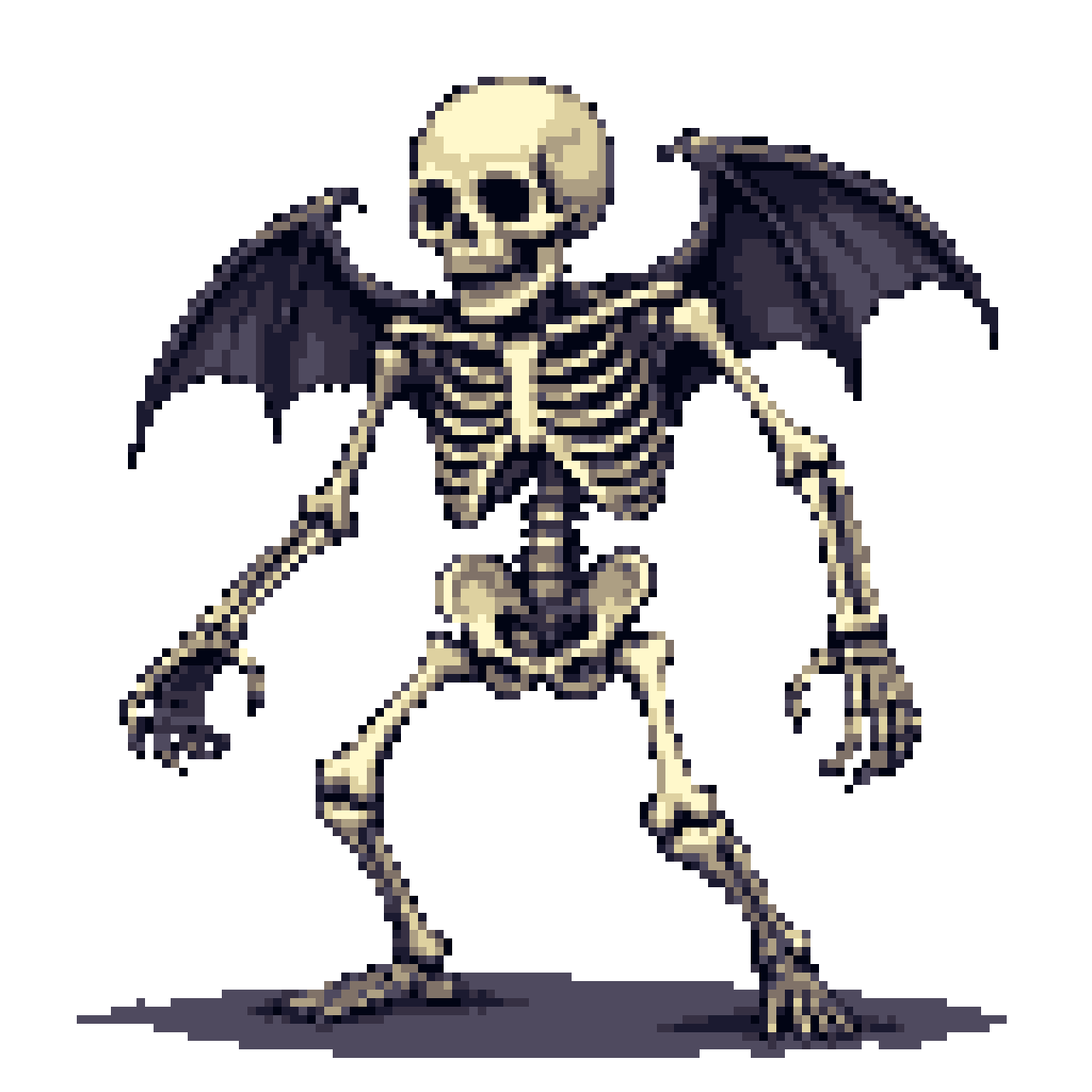 Winged Skeleton: Dark Fantasy Creature in Haunting Pose