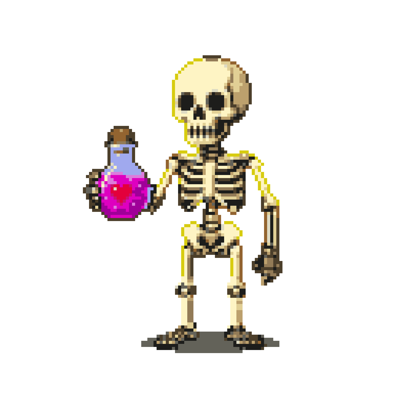 Skeleton's Pink Heart Elixir Glow
