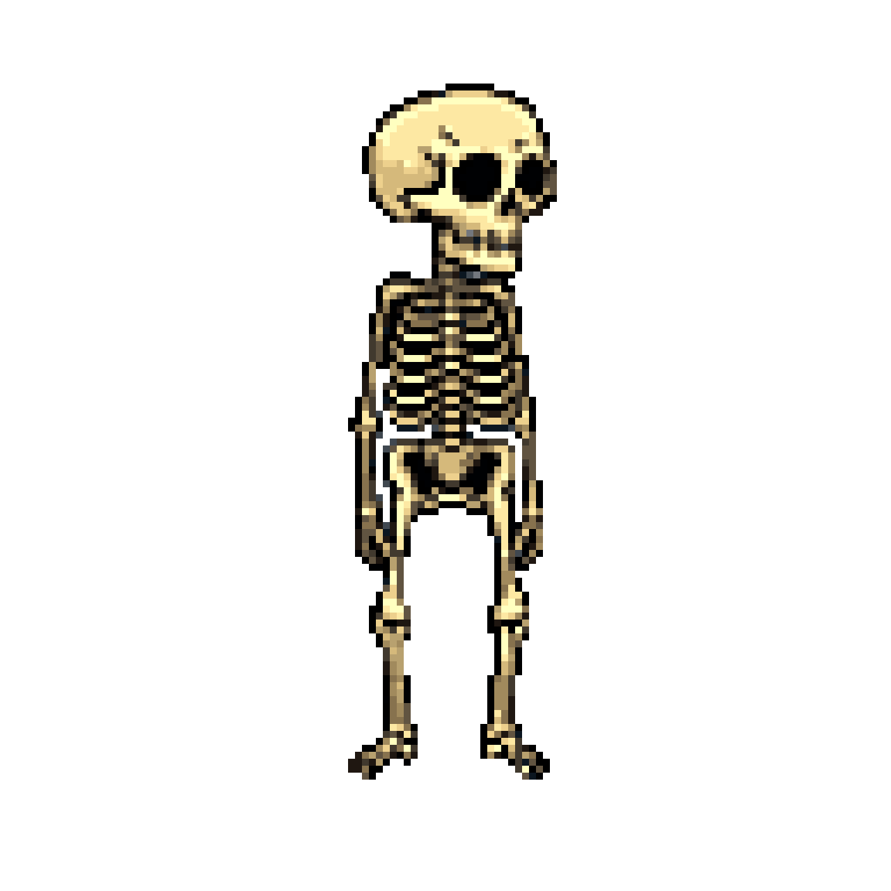 Lone Skeleton Stands Stark Against Black