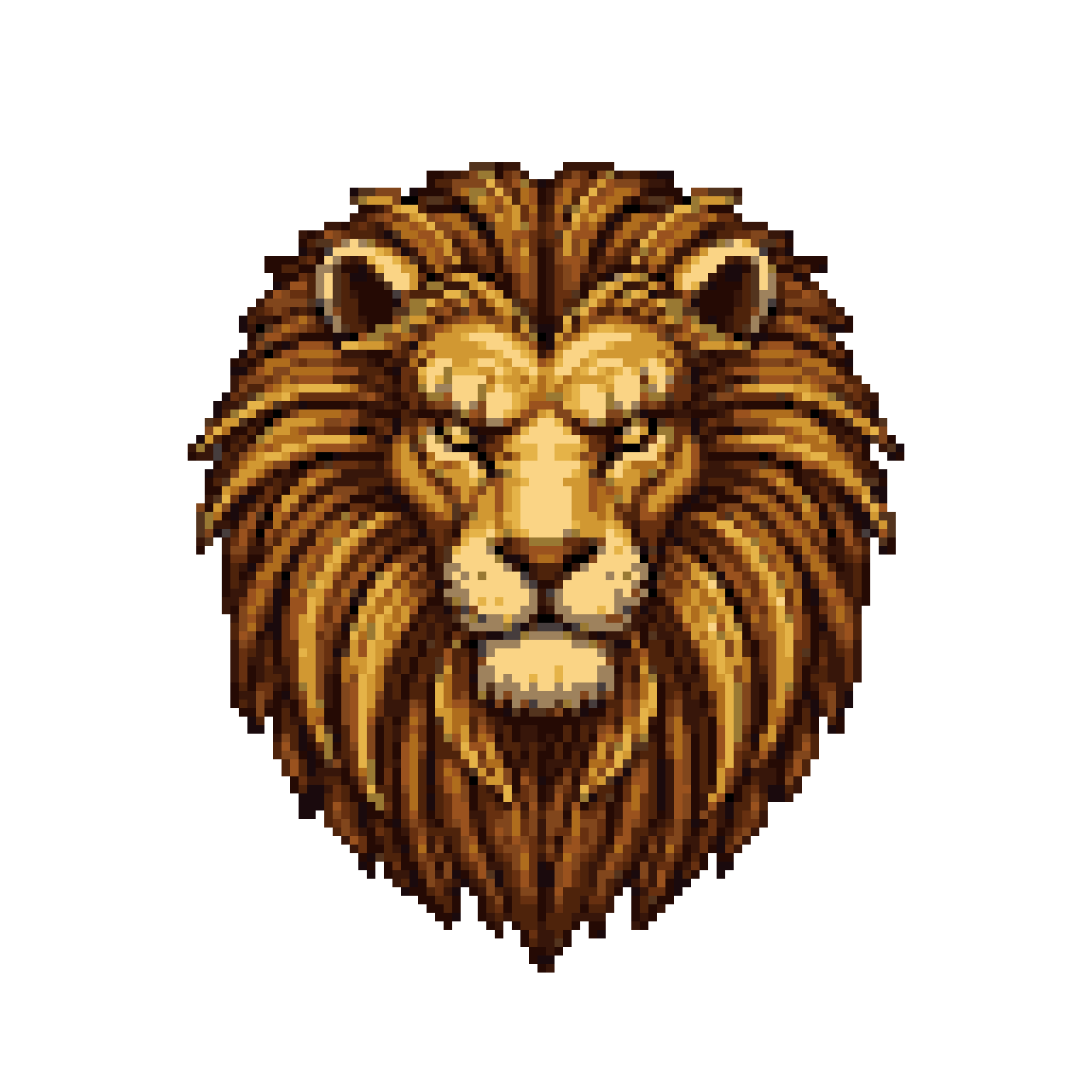 Game Asset Sprite: Majestic Lion's Intense Gaze: Golden Regal Portrait