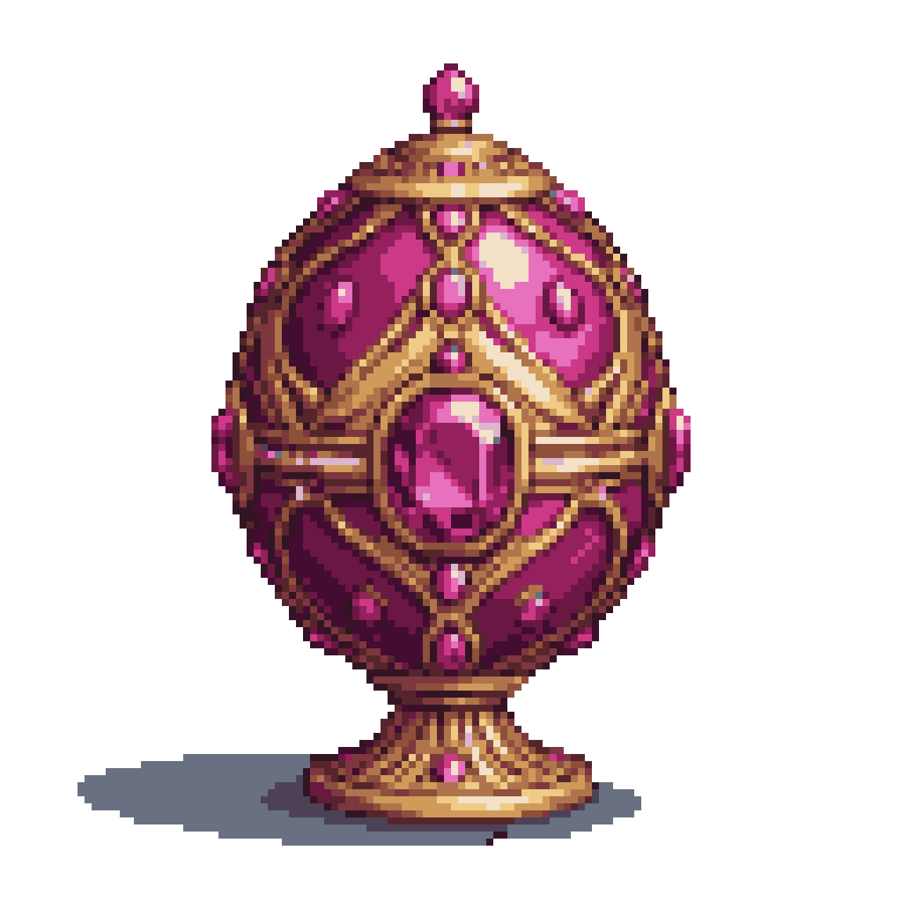2D Game Asset: Ruby Fabergé Egg: Opulent Treasure, Gilded Grandeur