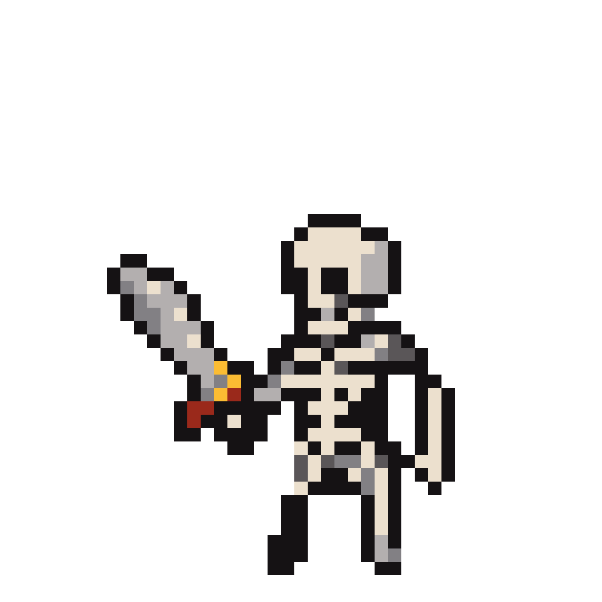 Pixel Art Sprite: Skeletal Warrior's Fierce Retro Fantasy Attack