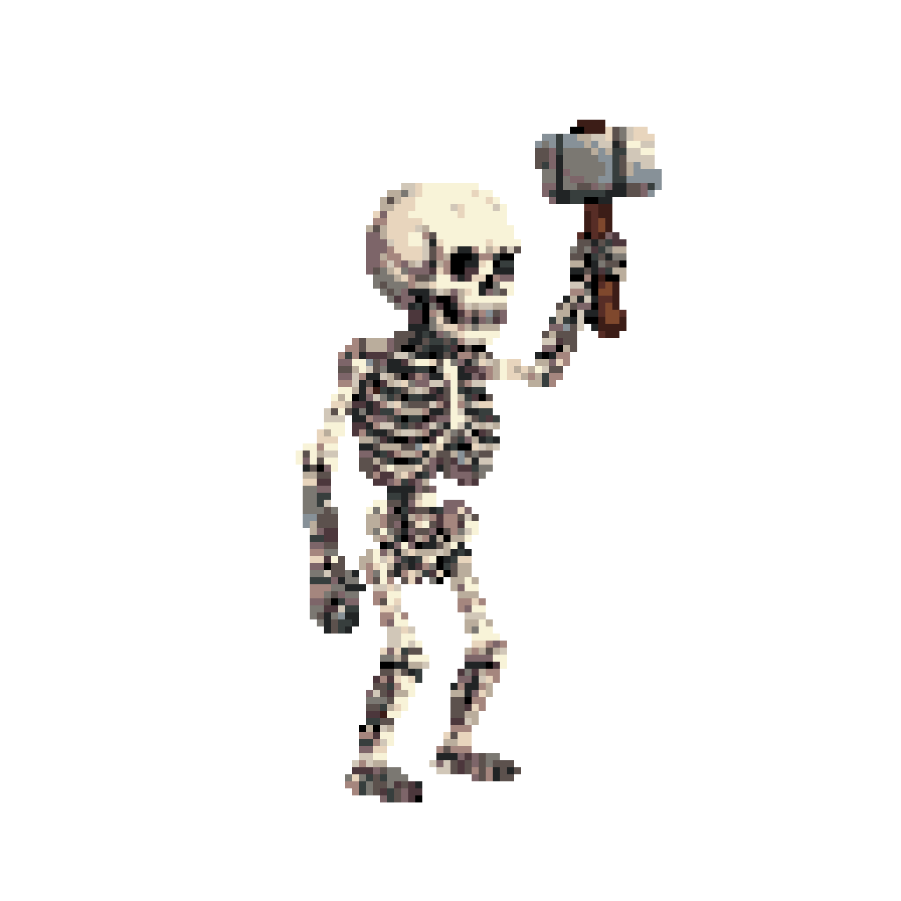 Skeletal Warrior with Hammer: Ready to Strike