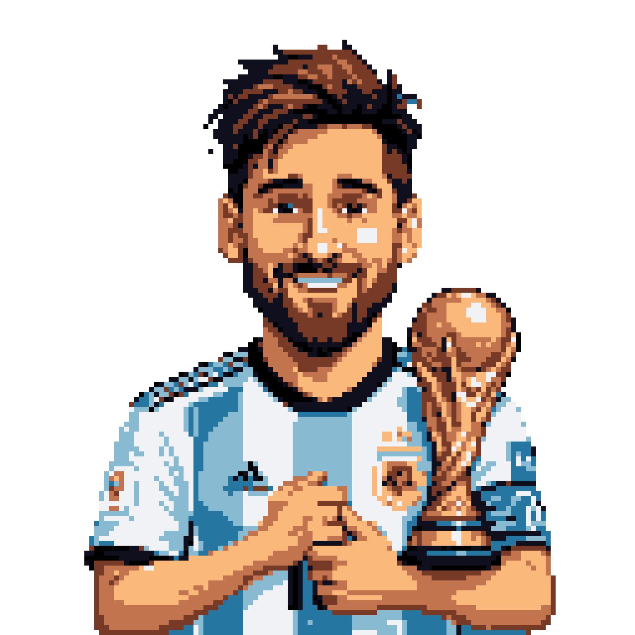 Pixel: Messi Lifts World Cup: Triumphant Celebration